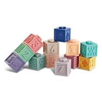 China 12 PCS Food Grade Silicone Building Blocks Baby Stacking Toy 60x52x52mm for sale