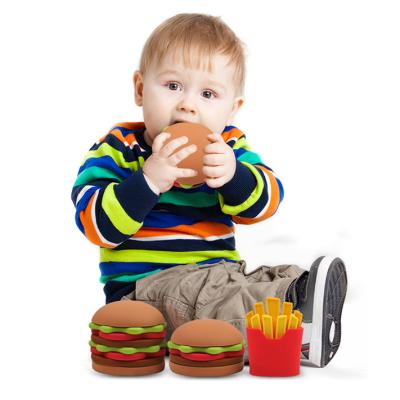 China Food Grade Silicone Hamburger Fries Stacking Blocks Sensory Toy for Kids 148g for sale