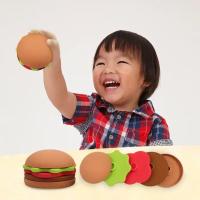 China Food Grade Silicone Hamburger Fries Stacking Blocks Sensory Toy for Kids 148g for sale