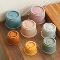 China Montessori Silicone Stacking Cups 7 Colors Educational Toy for Toddlers 1-4 Years for sale