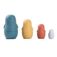 China BPA Free Silicone Nesting Dolls Montessori Stacking Toy Set 125mm Baby Teether for sale
