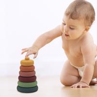 China Custom Kids Learning Silicone Stacking Toys 6 Rings 130mm Food Grade BPA Free for sale