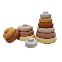 China Custom Kids Learning Silicone Stacking Toys 6 Rings 130mm Food Grade BPA Free for sale