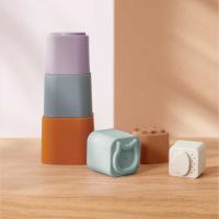 China BPA Free Silicone Stacking Cups Educational Toy for Kids 6 Colors 88mm for sale