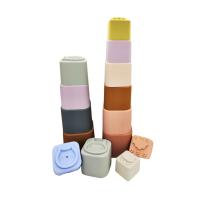 China BPA Free Silicone Stacking Cups Educational Toy for Kids 6 Colors 88mm for sale