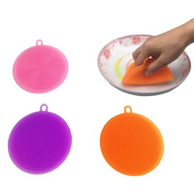 China Silicone Dish Cleaning Brush Sponge 120x110x7mm Kitchen Multifunction Pad for sale
