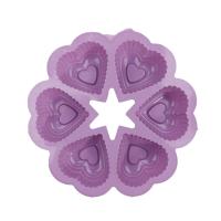 China 6 Cavity Heart Shape Silicone Cake Mold 250mm Food Grade Nonstick Baking Mold for sale