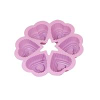 China 6 Cavity Heart Shape Silicone Cake Mold 250mm Food Grade Nonstick Baking Mold for sale