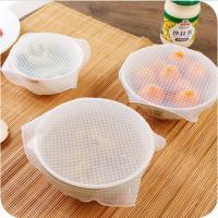 China Food Grade Silicone Cling Film Wrap Set 190mm 140mm 100mm Reusable Stretch Lids for sale