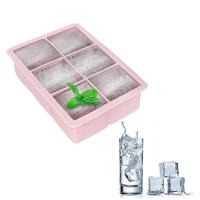 China Large 6 Cavity Silicone Tray For Whiskey Ice Cube Mold for sale