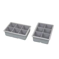 China Large 6 Cavity Silicone Tray For Whiskey Ice Cube Mold for sale