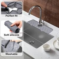 China Silicone Kitchen Faucet Drain Mat 370x135mm Self Draining Water Catcher Pad for sale