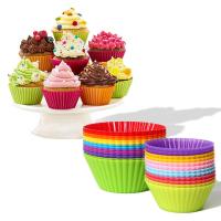 China Food Grade Silicone Muffin Cups 73x43x35mm Reusable Baking Molds for DIY Chocolate Cake for sale