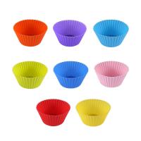 China Food Grade Silicone Muffin Cups 73x43x35mm Reusable Baking Molds for DIY Chocolate Cake for sale