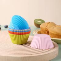 China Food Grade Silicone Muffin Cups 73x43x35mm Reusable Baking Molds for DIY Chocolate Cake for sale