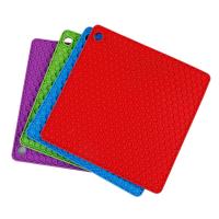China Food Grade Silicone Potholder Heat Resistant Mat 340x340x4mm Non-slip Honeycomb Bowl Pad for sale