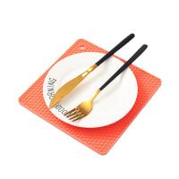 China Food Grade Silicone Potholder Heat Resistant Mat 340x340x4mm Non-slip Honeycomb Bowl Pad for sale