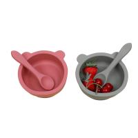 China BPA Free Silicone Baby Feeding Bowl Set with Suction Base and Spoon 12.5x11.7cm for sale