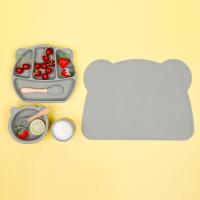 China Food Grade Silicone Baby Tableware Set 6pcs Divided Plate Bowl Suction Kids Dinnerware for sale
