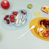 China Food Grade Silicone Baby Feeding Set Plate Bowl Spoon 270x220mm BPA Free for sale
