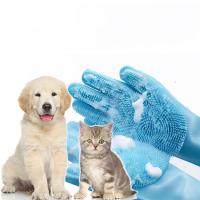China Silicone Pet Massage Gloves Dog Bathing Brush Grooming Tool 350x165mm 165g for sale
