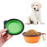 China Customized Travel Portable Folding Silicone Dog Bowl with Carabiner 145x93x55mm 65g for sale