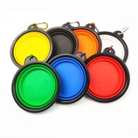 China Customized Travel Portable Folding Silicone Dog Bowl with Carabiner 145x93x55mm 65g for sale