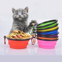 China Customized Travel Portable Folding Silicone Dog Bowl with Carabiner 145x93x55mm 65g for sale