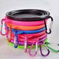 China Customized Travel Portable Folding Silicone Dog Bowl with Carabiner 145x93x55mm 65g for sale