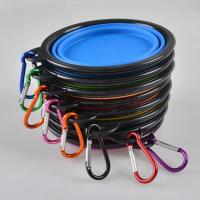 China Customized Travel Portable Folding Silicone Dog Bowl with Carabiner 145x93x55mm 65g for sale