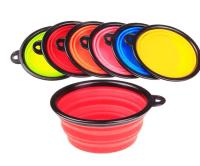 China Customized Travel Portable Folding Silicone Dog Bowl with Carabiner 145x93x55mm 65g for sale