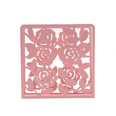 China Modern Metal Napkin Holder Tissue Box Covers Flower Pattern For Home Decor for sale