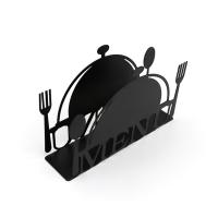 China Black Color Paper Metal Napkin Holder , Iron Napkin Holder Stand Rack for sale