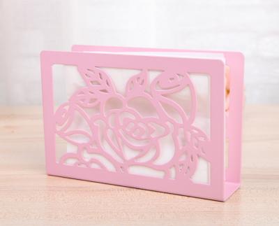 China Pink Wedding Napkin Holders 15 X 4 X 10 Cm , Stand Up Napkin Holder Stand Rack for sale