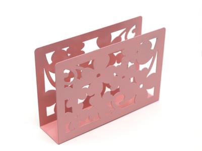 China Pink Metal Napkin Holder , Lightweight Metal Tissue Holder 15x4x10 Cm for sale