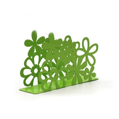 China Modern Flower Pattern Metal Napkin Holder Table Tissue Box Holder Home Decor for sale