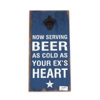 China Retro Wall Hanging Bottle Opener Wood / Metal Material MDF With Paper Printing for sale