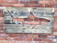 China Shark Shape Hanging Wooden Wall Plaques 30 X 60 Cm Size Long Life Span for sale