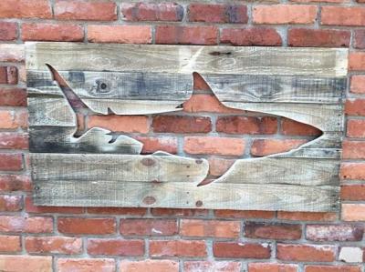 China Shark Shape Hanging Wooden Wall Plaques 30 X 60 Cm Size Long Life Span for sale