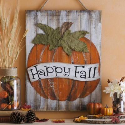 China Custom Pumpkin Pattern Personalised Wooden House Plaques Wall Hanging for sale