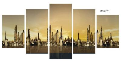 China Home Decoration 6 Panel Canvas Prints Wall Art City Pattern ODM / OEM for sale