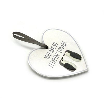 China White Love Shape Wooden Wall Plaques , Small Wooden Plaques With Sayings for sale