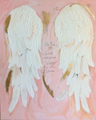 China Angle Wings Pattern Modern Canvas Wall Art Hand Painted Embellishments for sale