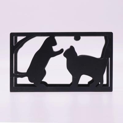 China Rectangular Metal Tissue Holder / Stand Up Napkin Holder Cute Cat Design for sale