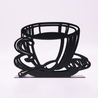 China Dinner Metal Napkin Holder Black Coffee Cup Shape Paper Napkin Holder 15 X 4 X 10cm for sale