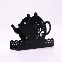China Dinner Metal Napkin Holder Black Coffee Cup Shape Paper Napkin Holder 15 X 4 X 10cm for sale