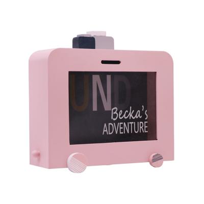 China Rectangular Decorative Wooden Picture Frames Coins Safe Wooden Cash Box for sale