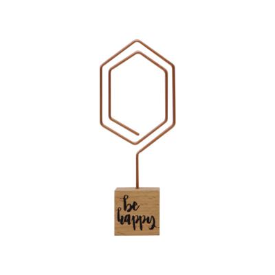 China Small Metal Clip Photo Holder Wooden Desk Decoration Metal Picture Holder Stands for sale