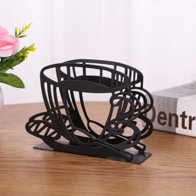 China Coffee Cup Shape Metal Napkin Holder Modern Decorative Storage Rust Resistant for sale