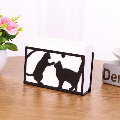 China Cat Design Dinner Napkin Holder Metal Tissue Holder Stand Up 15 X 4 X 10cm for sale
